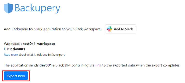 How to export Slack data using Backupery for Slack Cloud - Backupery